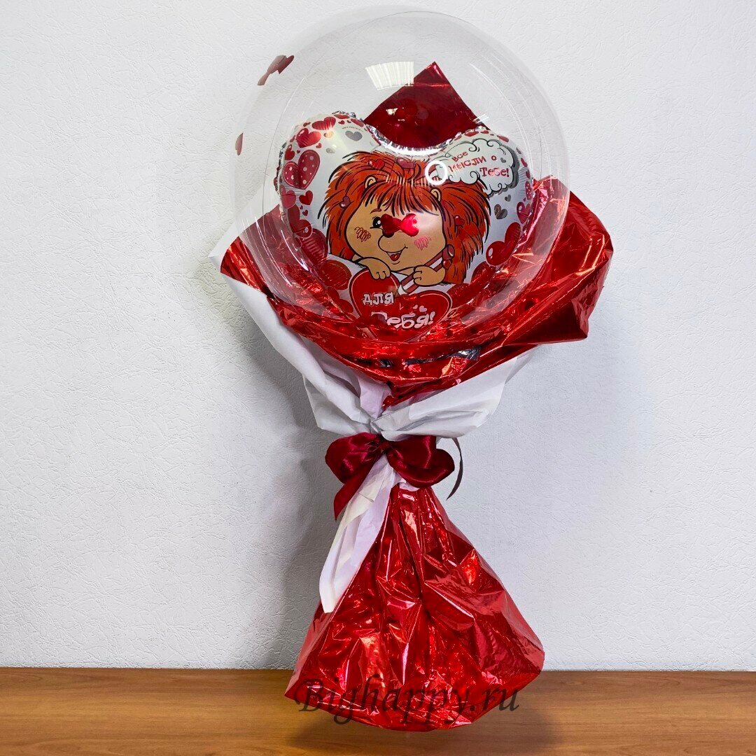 Букет из шара Bubble с фольгированным шаром внутри