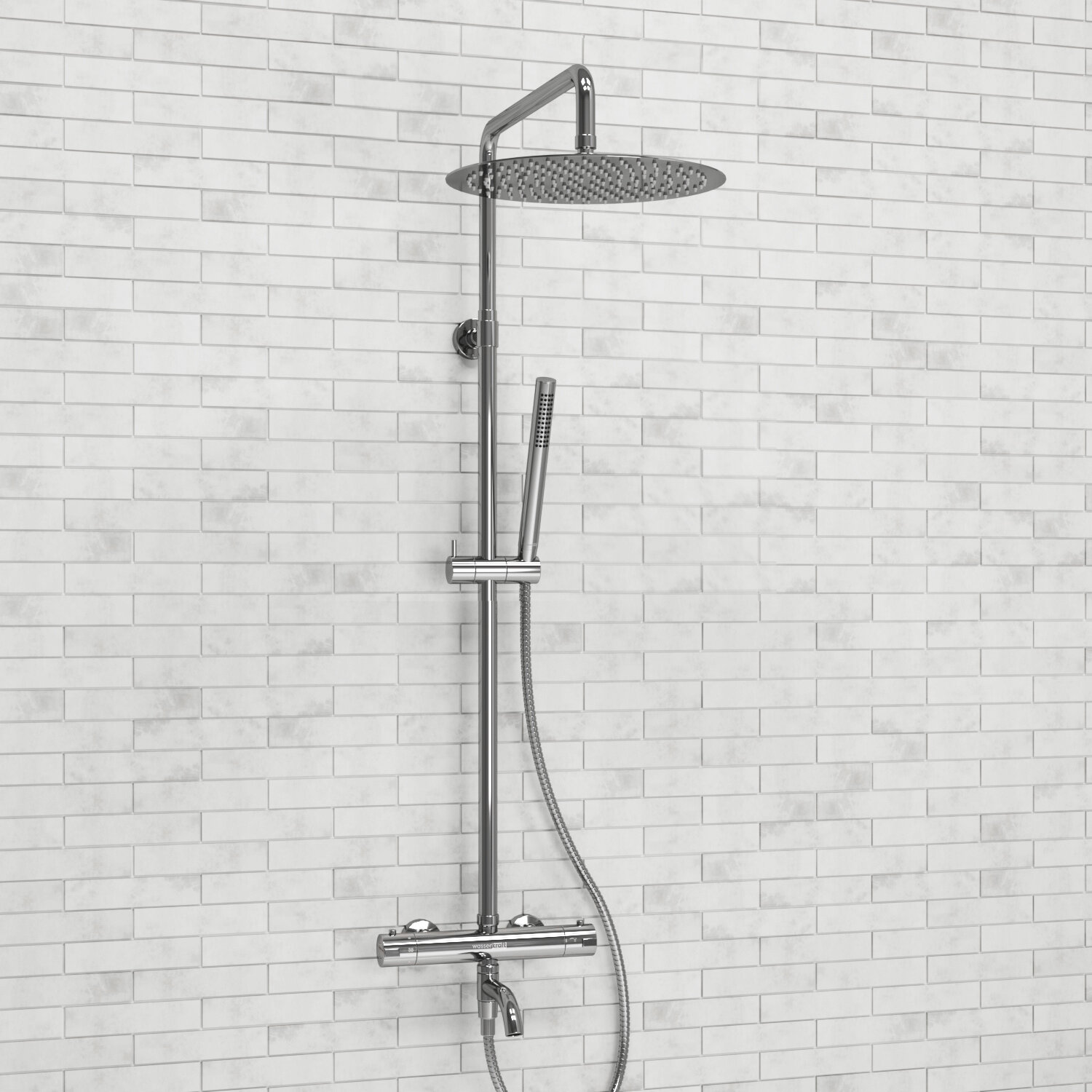Душевая система WasserKRAFT A188.116.137.010. CH, с термостатом и тропическим душем, хром