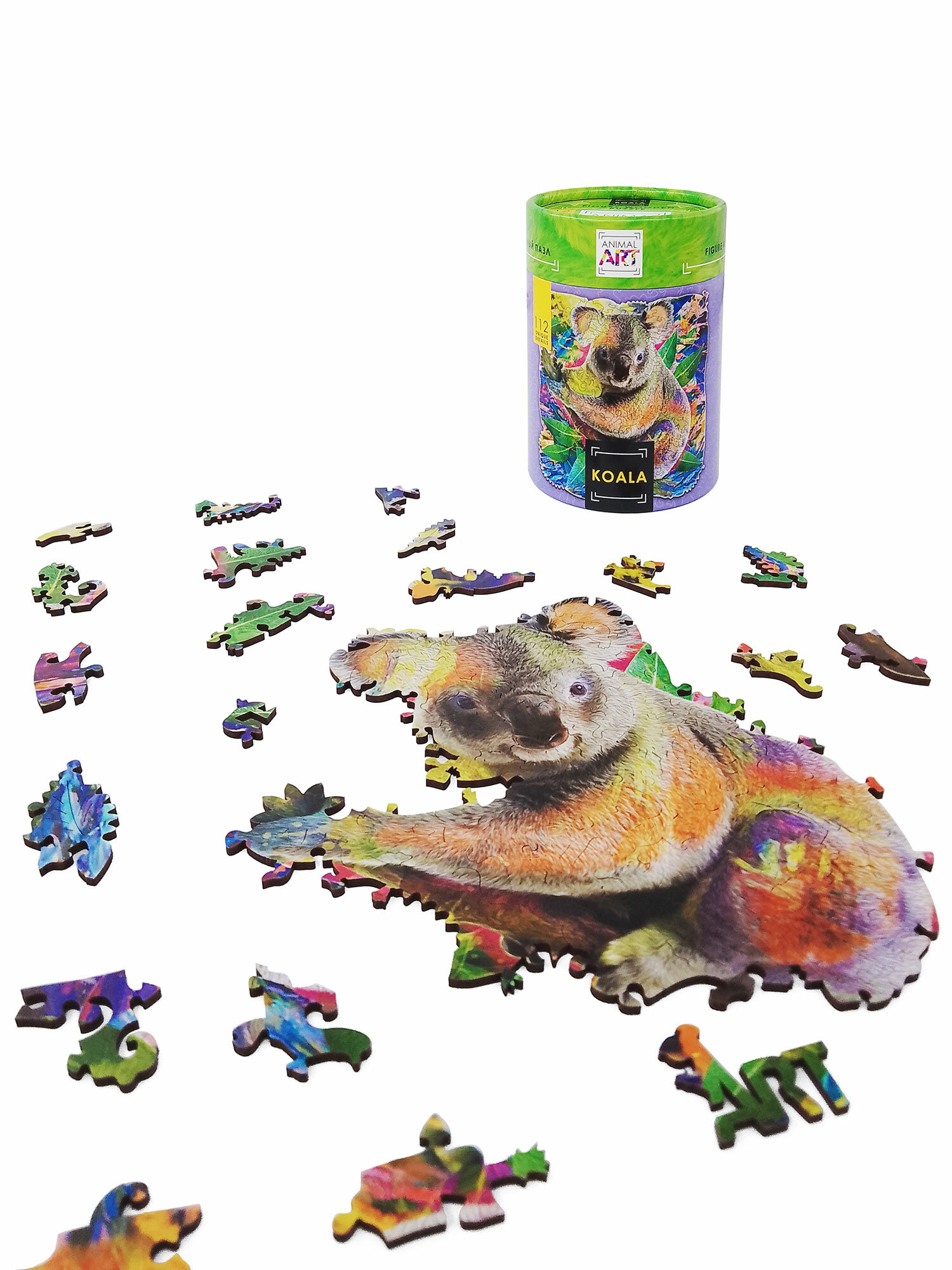 Фигурный деревянный пазл "ANIMAL ART" Коала 112 деталей, контурный