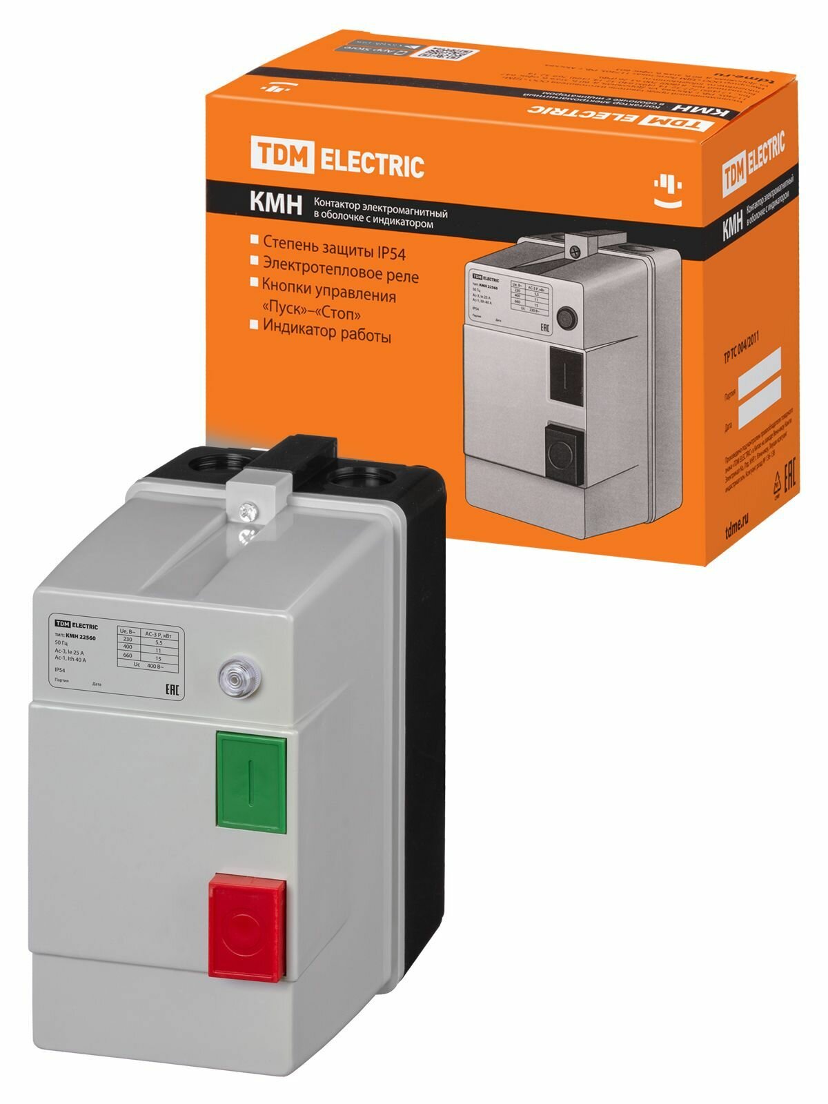 Контактор КМН-22560 25А в оболочке с индикатором Ue380В/АС3 IP54 TDM