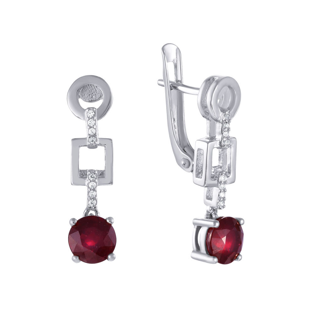 Серьги, серебро, 925 проба, корунд, топаз