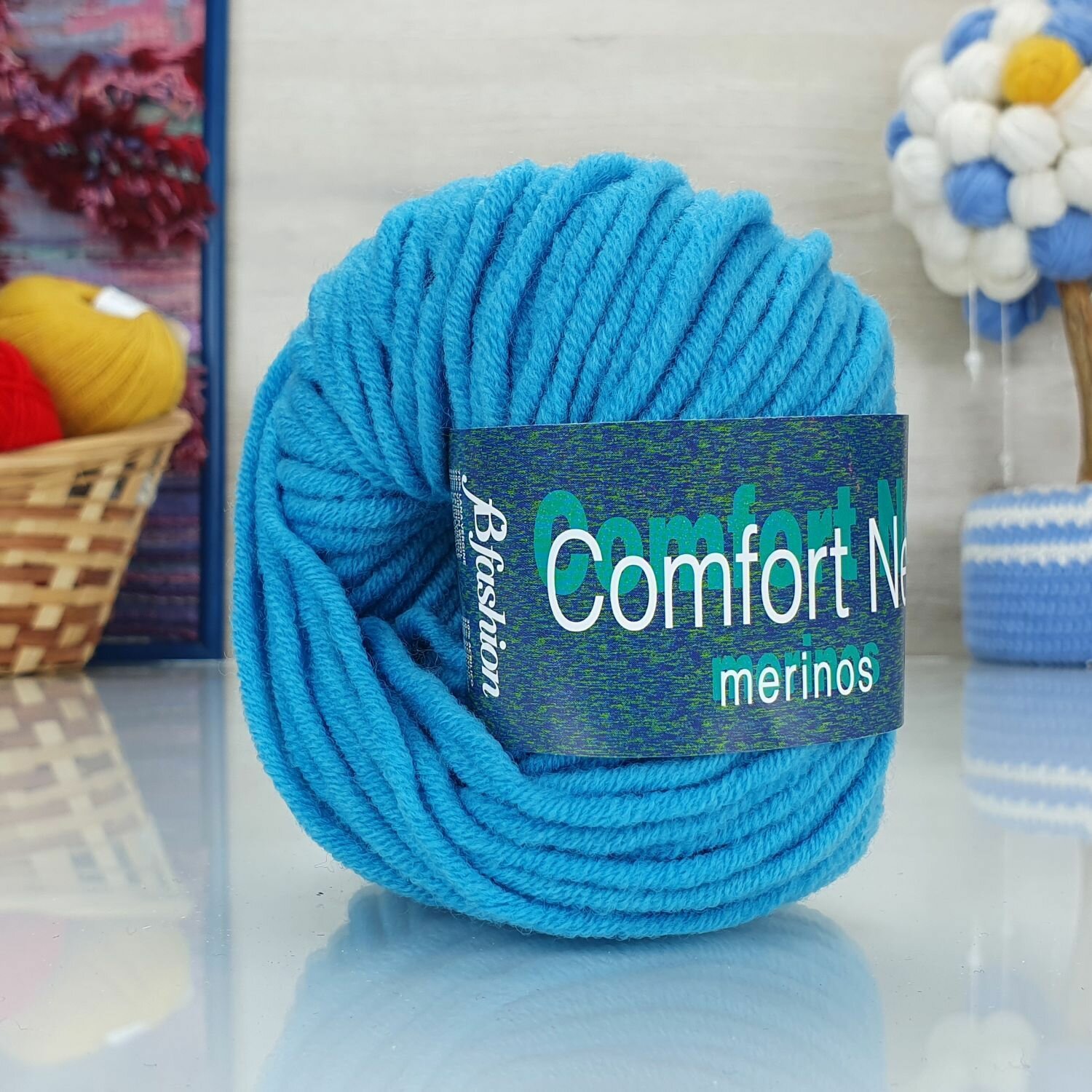 Пряжа Comfort New (Bertagna Filati), бирюза - 2817, 70% меринос, 30% акрил, 2 мотка, 50 г, 65 м.