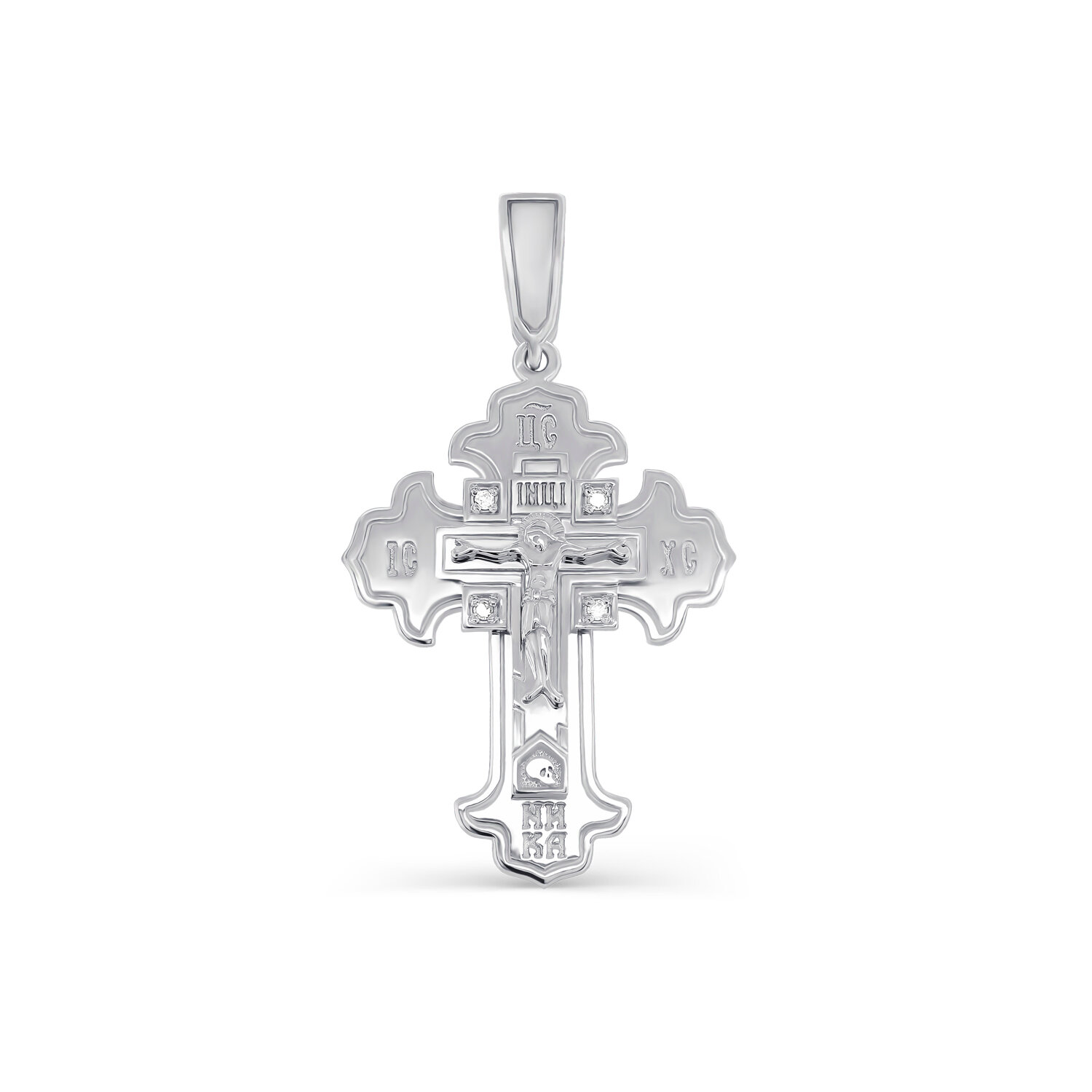 Крестик, белое золото, 585 проба, бриллиант
