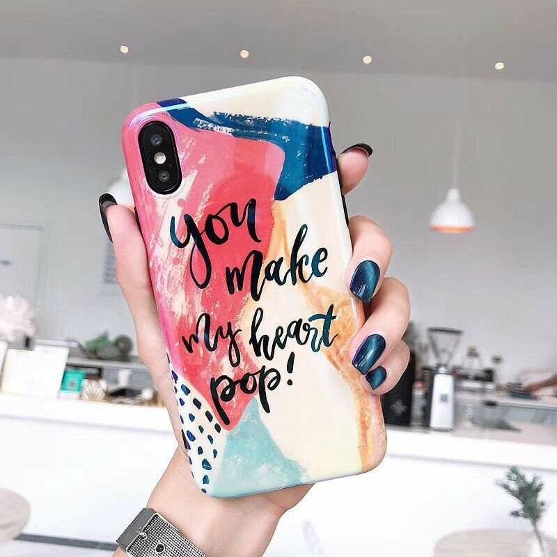 Чехол на айфон iPhone X / XS "Blu-Ray" искусство граффити "You make my heart pop"