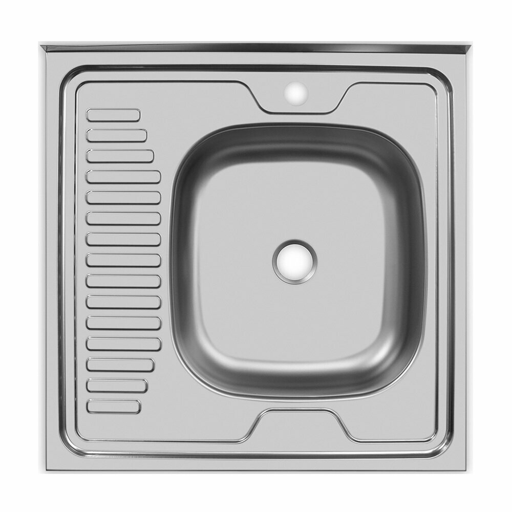 Мойка для кухни Ukinox Nord 60х60х12 см накладная с крылом сталь (Nr 600х600 0,4 R)