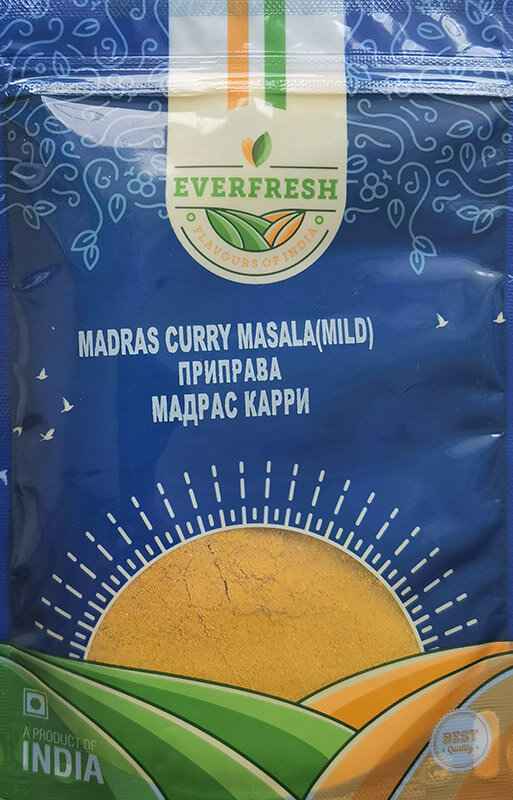 MADRAS CURRY MASALA (Mild), Everfresh (Приправа мадрас карри Неострый, Эверфреш), 100 г.