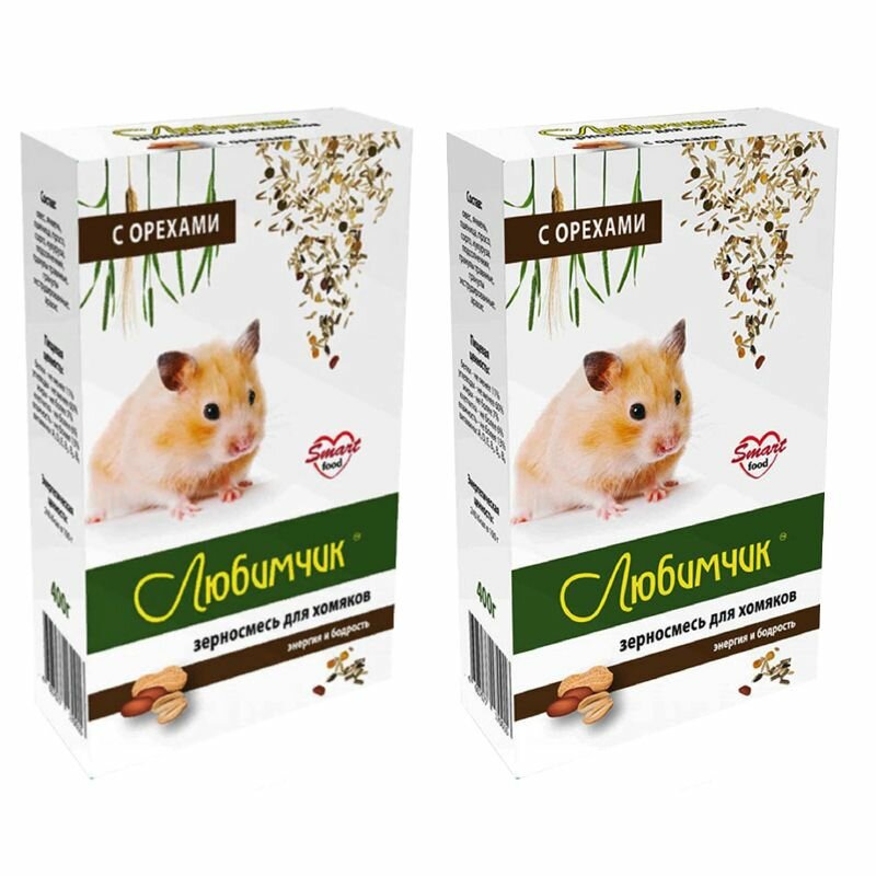 Любимчик Зерносмесь для хомяков, с орехами, 400 г, 2 шт
