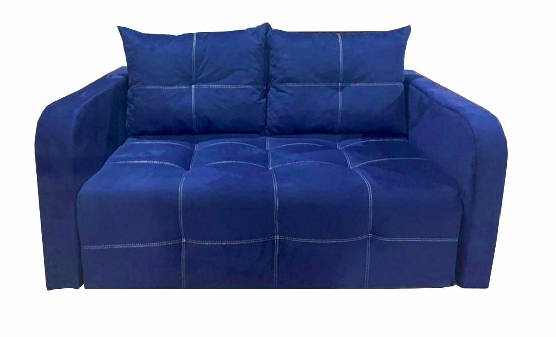 Диван-кровать Мини Люкс еврокнижка, спальное место 120х190, велюр Зара Блю 49, белая прострочка