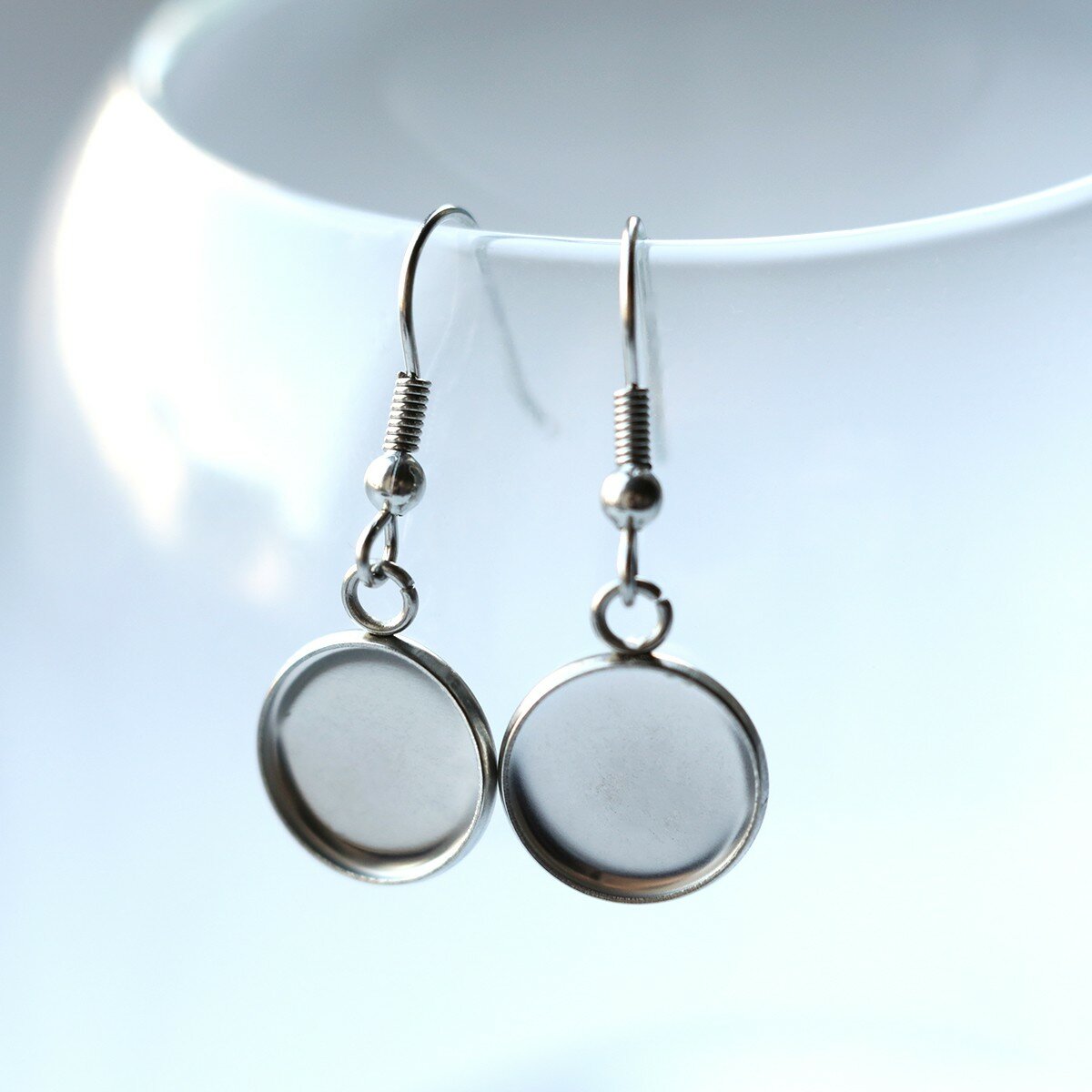 Гипоаллергенные Швензы для серег с сеттингом 4 пары / основы для сережек / для бижутерии, сталь гипоаллергенная, 34 мм