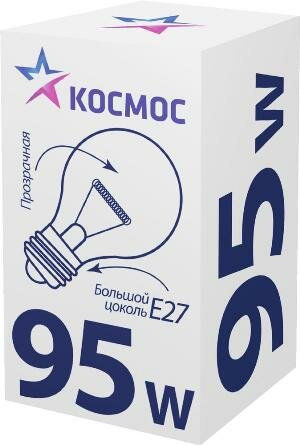 Лампа накаливания 220В, 95 Вт, теплый белый свет - обеспечивает яркое и комфортное освещение.