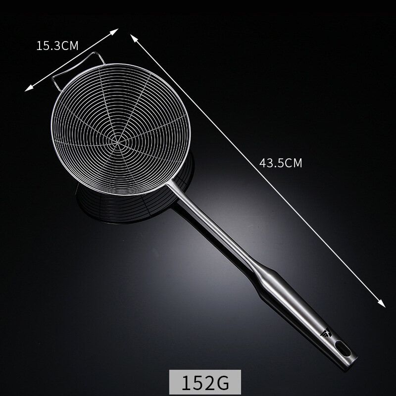 Скиммер из нержавеющей стали 304 с шлифованной длинной ручкой, усиленный и утолщенный, подходит для приготовления блюд в горячей кастрюле, жарки и извлечения лапши.