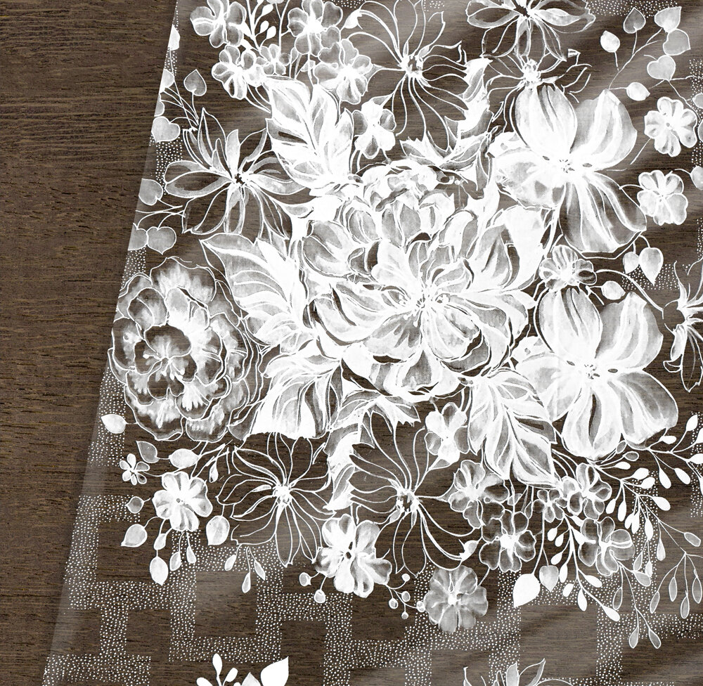 Клеенка пвх "ажурная" 132 см рулон 25 м букет 003-1