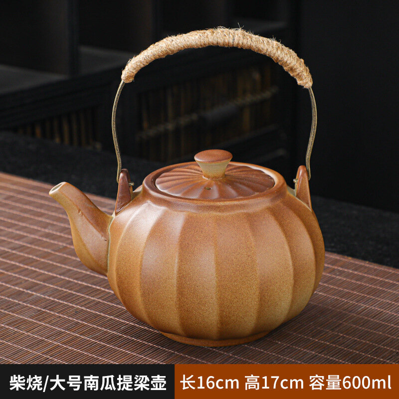 Чайник для заваривания чая на плите, чайник с ручкой для дровяного огня, тыквенный чайник, заваривание чая на открытом огне, китайский ретро стиль, чайник для кемпинга на природе