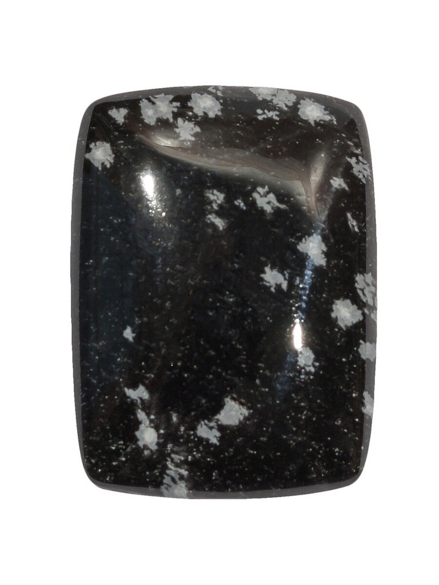Кабошон Обсидиан снежный 30х22х6 мм.