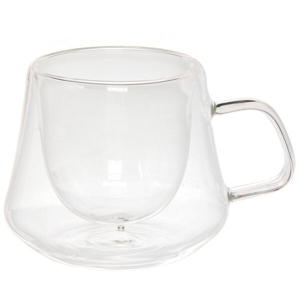 Кружка КНР стеклянная с двойными стенками 200 мл "Хай-Тек" трапеция