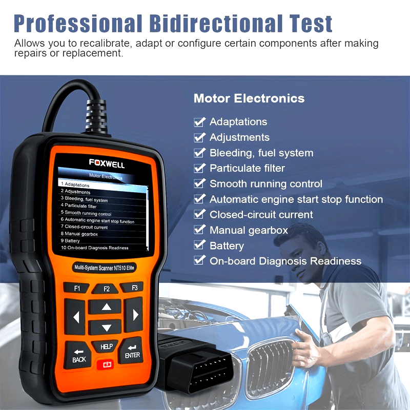 FOXWELL NT510 Elite OBD2 Scanner fit for Toyota Lexus Scion, Bidirectional Full Systems Diagnostic Scan Tool, Car Code Reader with All Reset Services, Battery Registration, AUTO VIN, Free Update