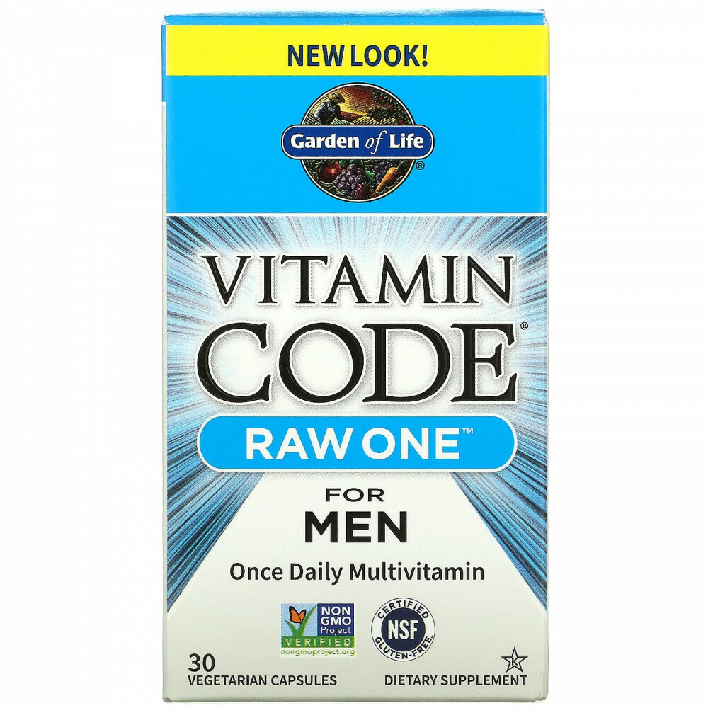Garden of Life, Vitamin Code®, RAW One ™, мультивитамины для мужчин для приема один раз в день, 30 вегетарианских капсул