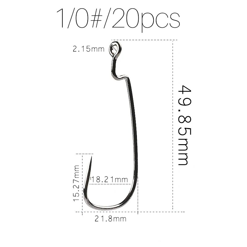 Рыболовные крючки 1/0# 20шт, Color: 11, 49.85mm