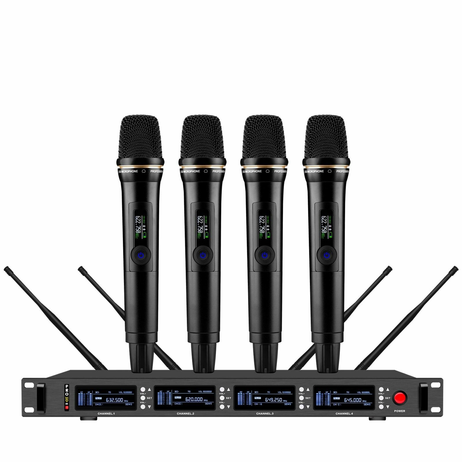 UHF 4 канала Беспроводная микрофонная система С 4 Металлический ручной микрофон True Diversity