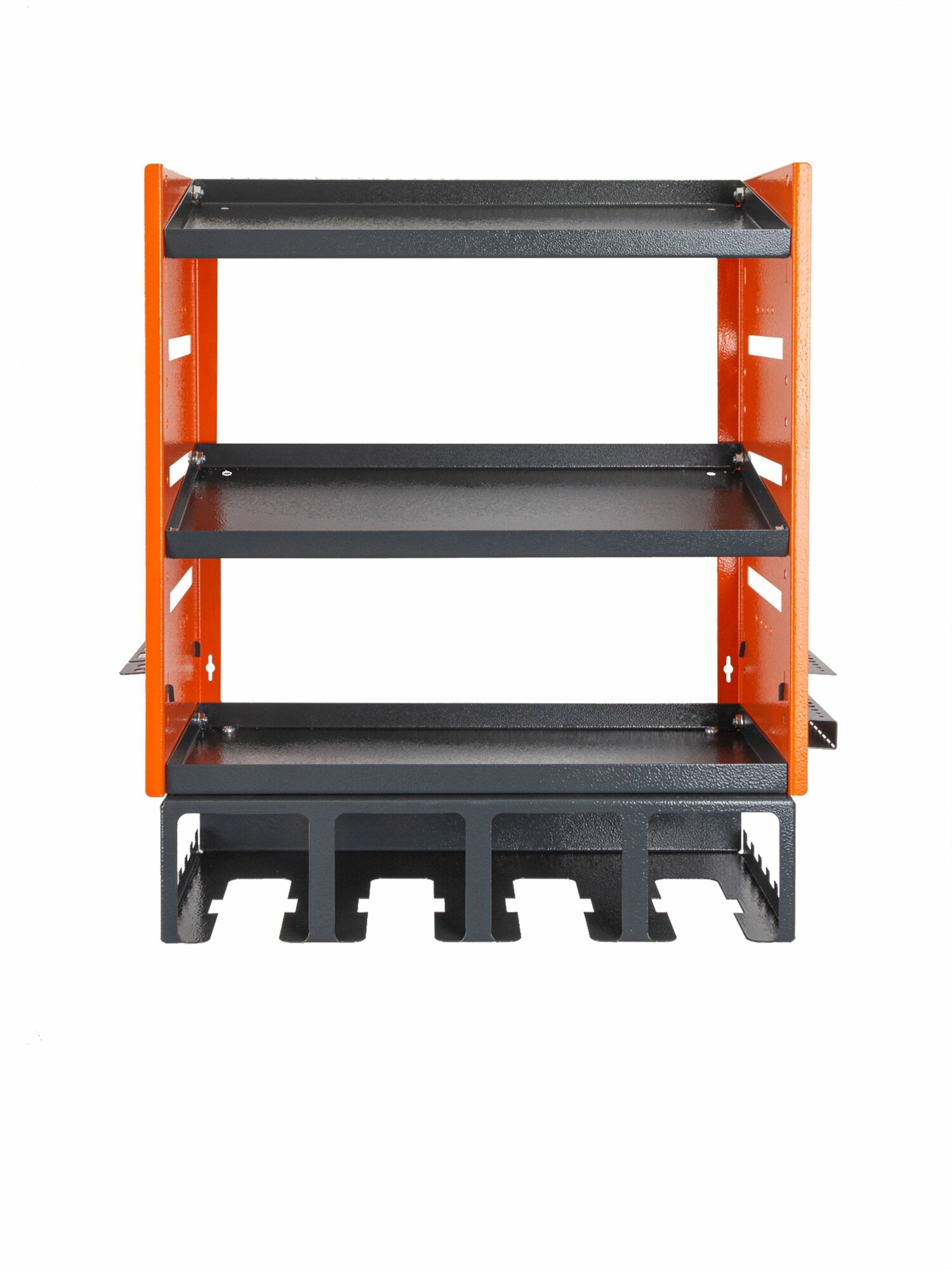 Полка (подставка) для инструментов и аккумуляторов, настенная оранжевая металлическая