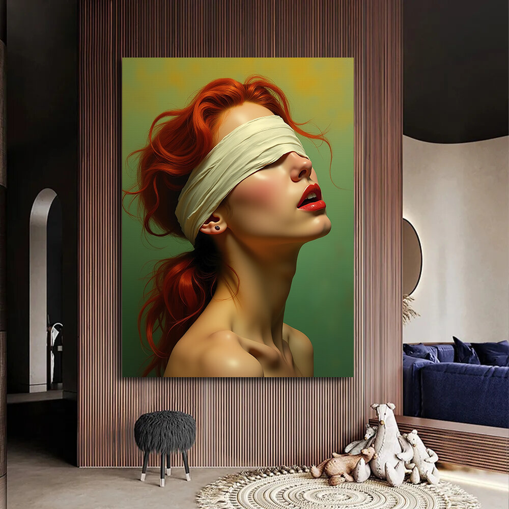 Картина на стену / Девушка загадка, эро повязка на лице, постер в интерьер / поп арт, 30х40 см.
