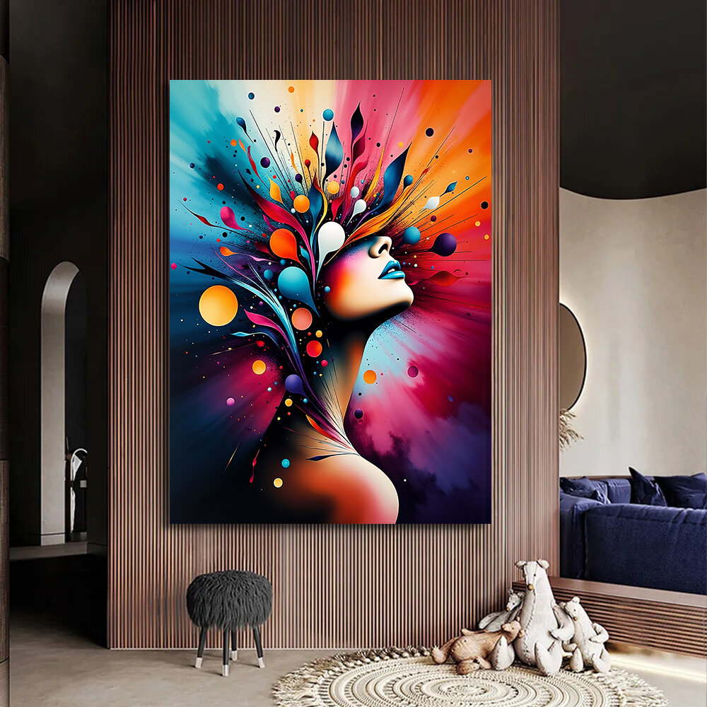 Девушка / Абстракция, картина вертикальная / на стену, яркий ПОП АРТ, 20х30 см.