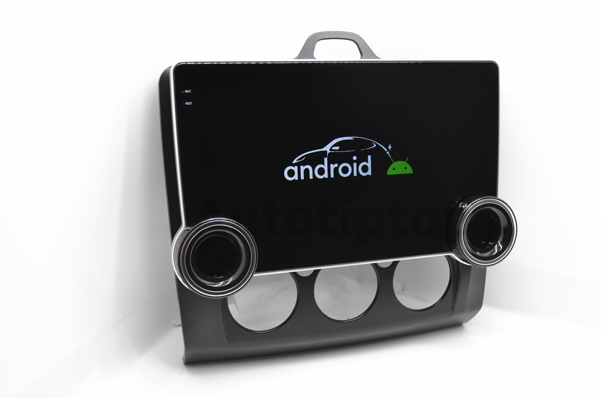 Большая магнитола Tesla 8 core 4/64 с крутилками Ford Focus 2 Кондиционер Черная 2005-2011