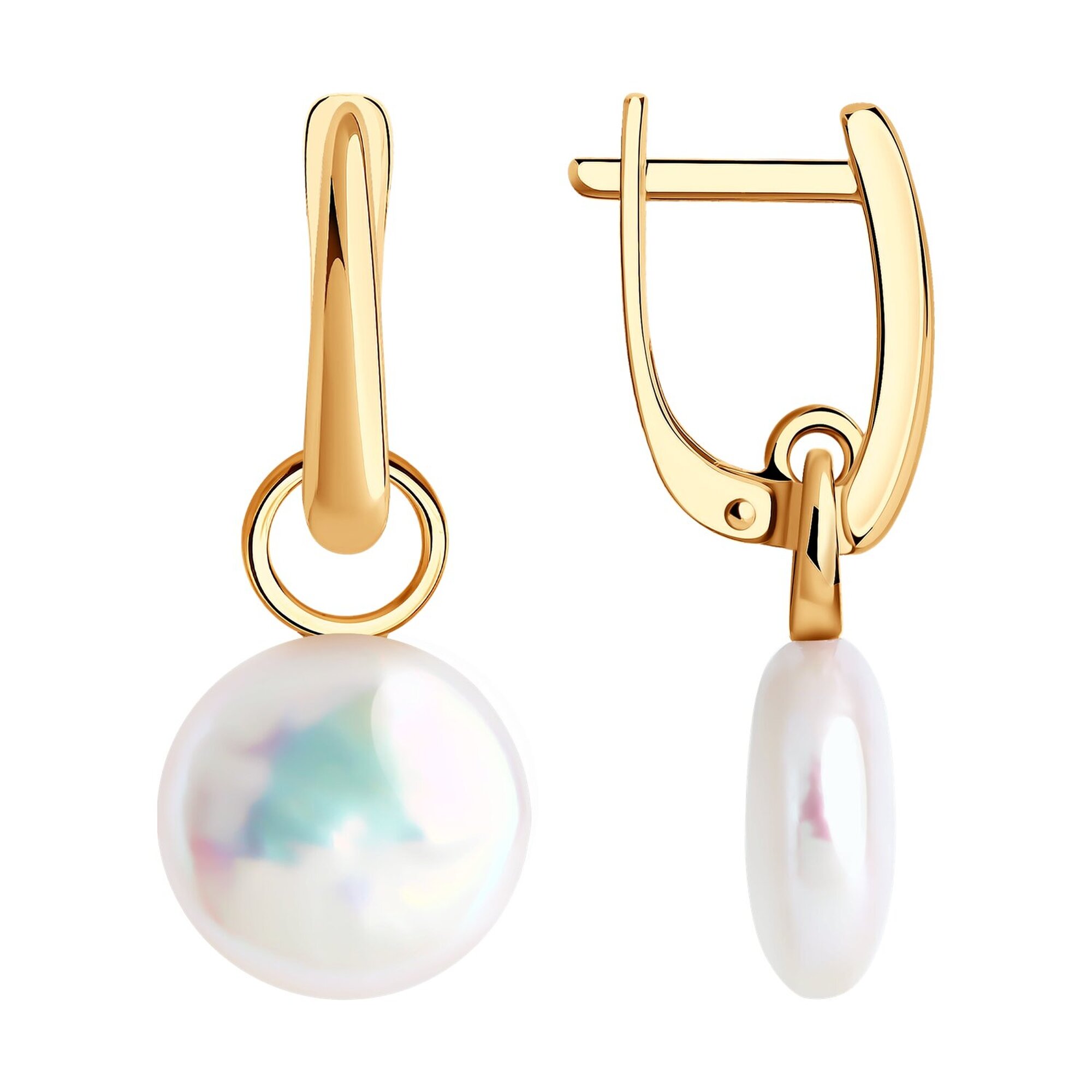 Серьги, серебро, 925 проба, золочение, жемчуг