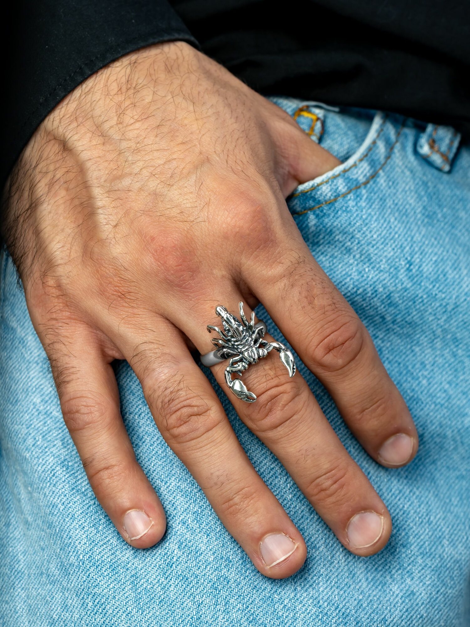 Кольцо разъемное, серебро, 925 проба, оксидирование