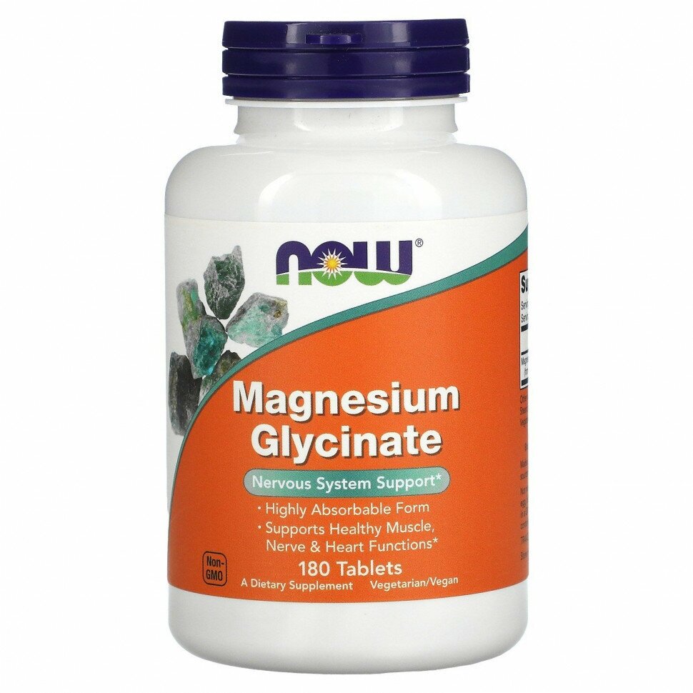 Now Foods, Magnesium Glycinate, Глицинат магния, 180 таблеток