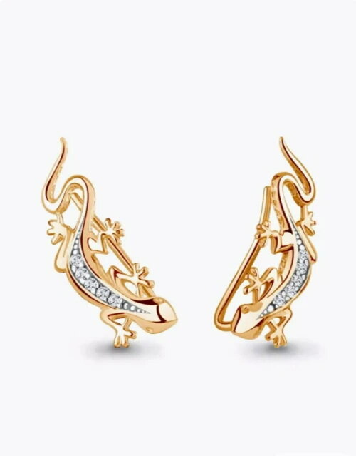 Серьги каффы, красное золото, 585 проба, фианит