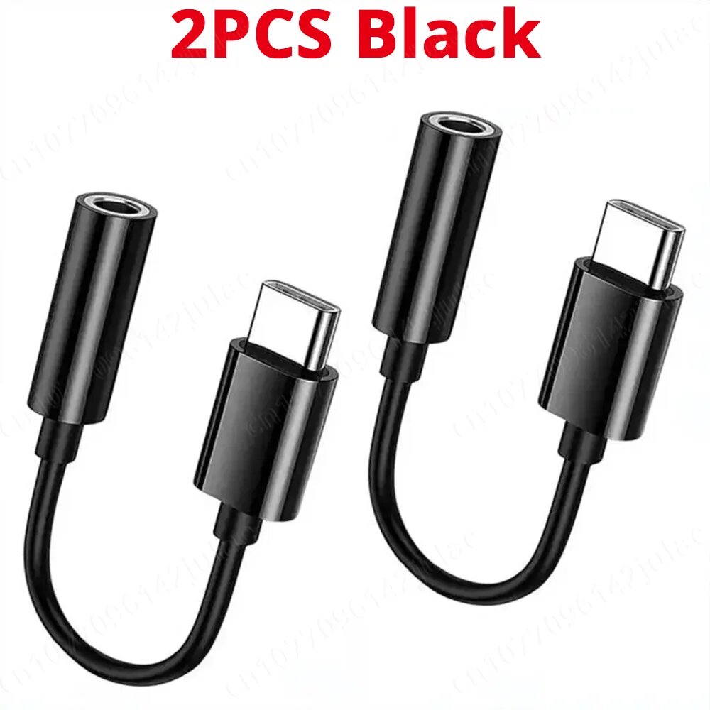 USB Type C на разъем для наушников 3,5 мм, цифровой аудиоадаптер, конвертер для Sumsang Xiaomi Redmi Poco Pixel LG 3 5 мм, аудио Aux кабель 2PCS Black