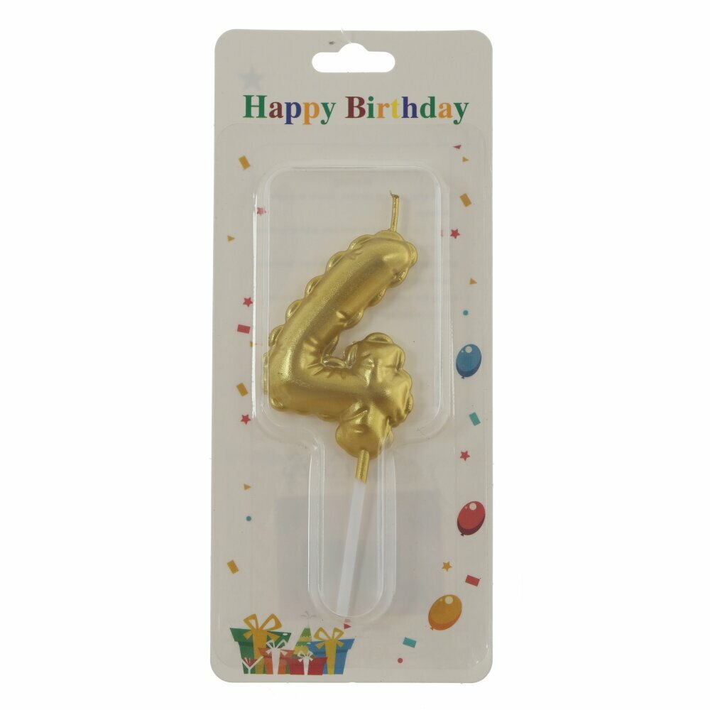 Свеча для торта Цифра 4, 3,5х1х10 см KSM-818187