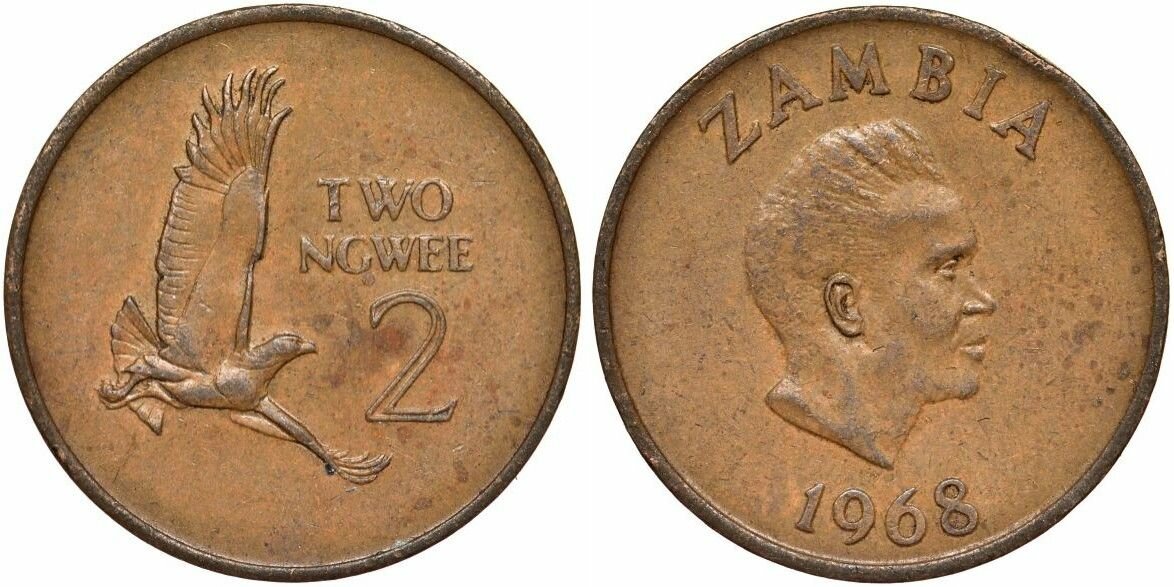 Замбия 2 нгве, 1968 - 1978 Орел XF