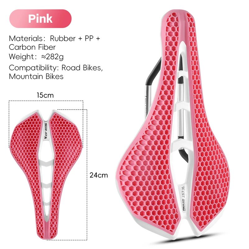 West Biking 3D седло для дорожного велосипеда 150 мм Розовый, A Pink