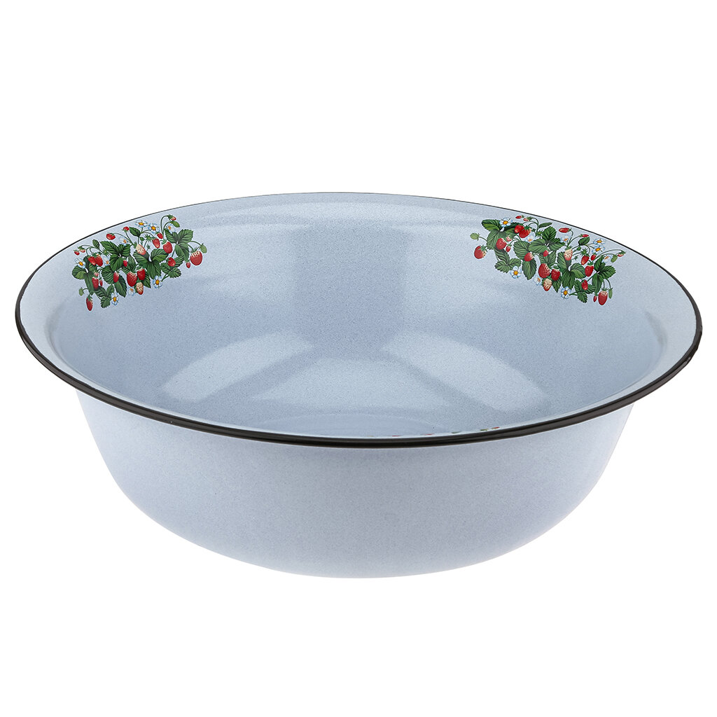 Таз эмалированный Лысьвенские эмали эмалированный, с рисунком"Земляника лесная , 16 литров (С-3026/5Рб)