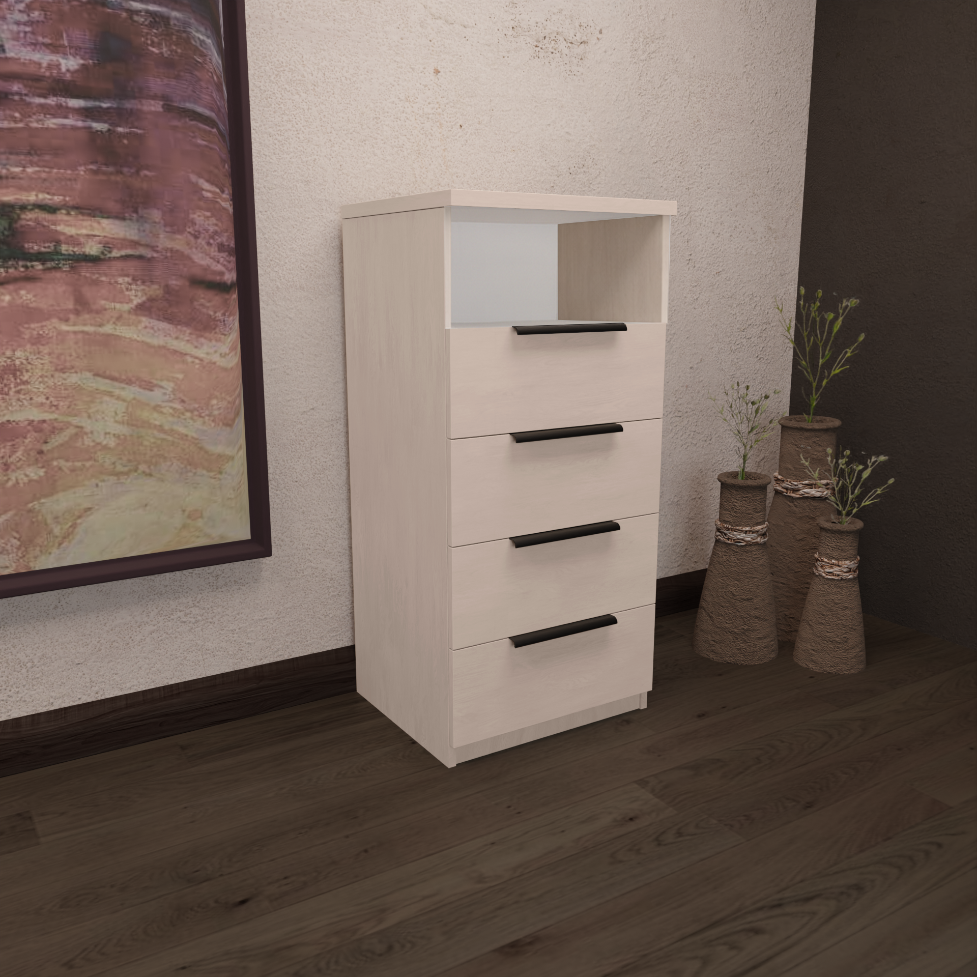 Комод 600-4(ниша) ЛДСП с профильными ручками