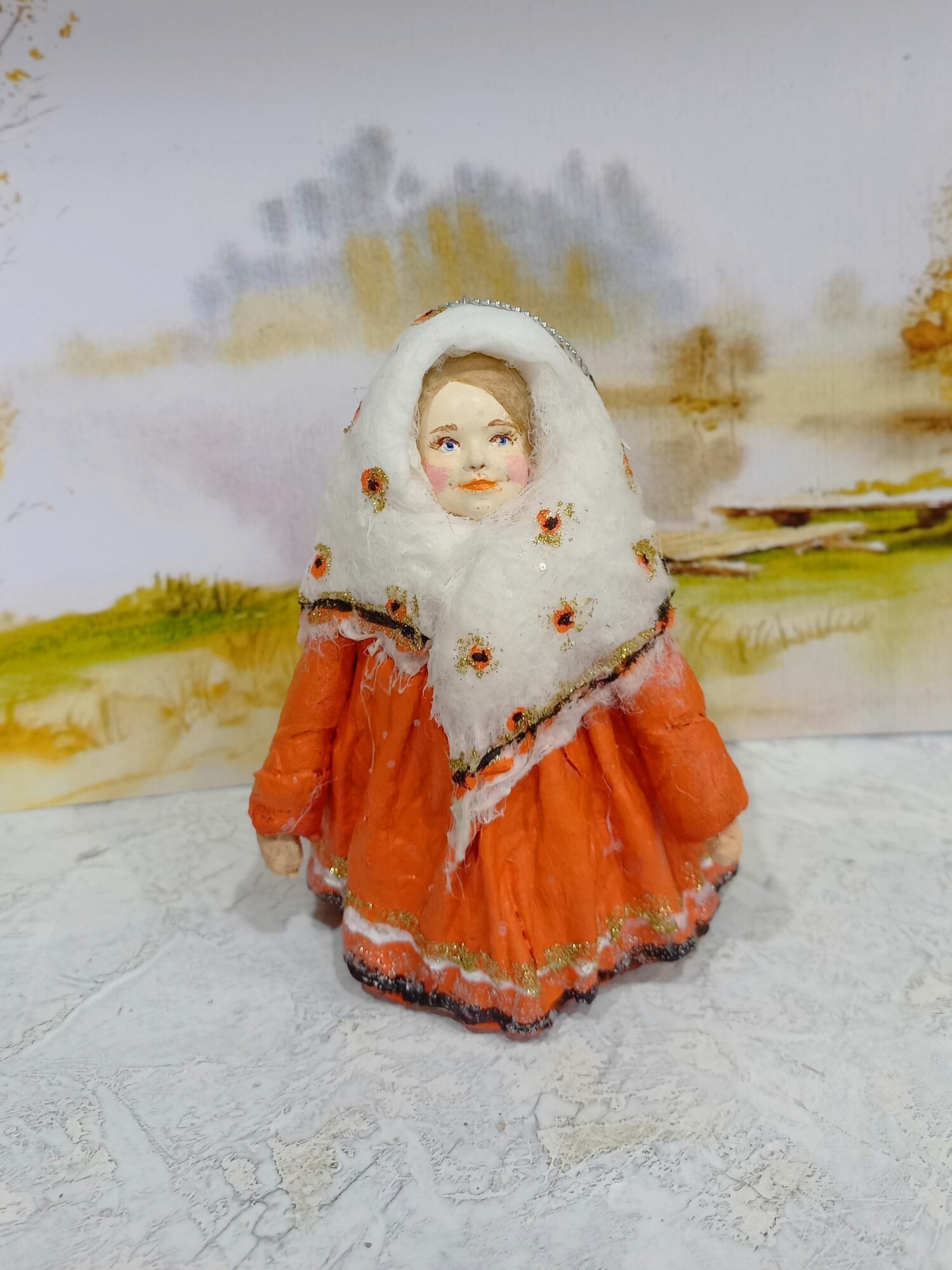 Ватная ёлочная игрушка "Алёнушка"