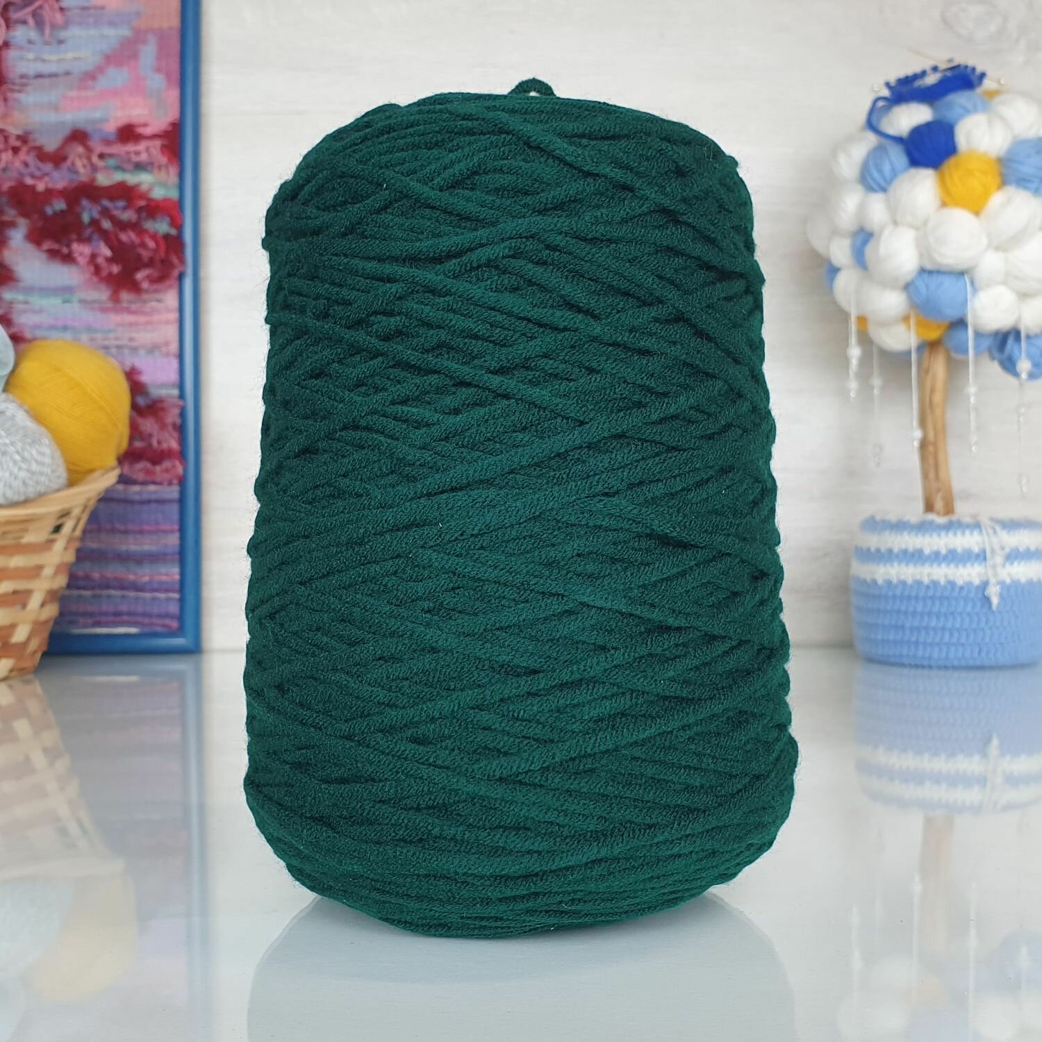 Пряжа MALIK HOBBY Соловей, тафтинг, тём. зеленый - 24, 100% акрил, 1 бобина, 400 г, 400 м.