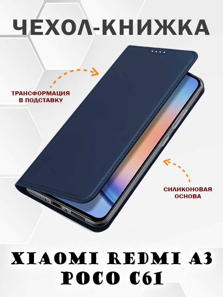 Чехол книжка Dux Ducis для Xiaomi Redmi A3, Poco C61, Skin Series синий