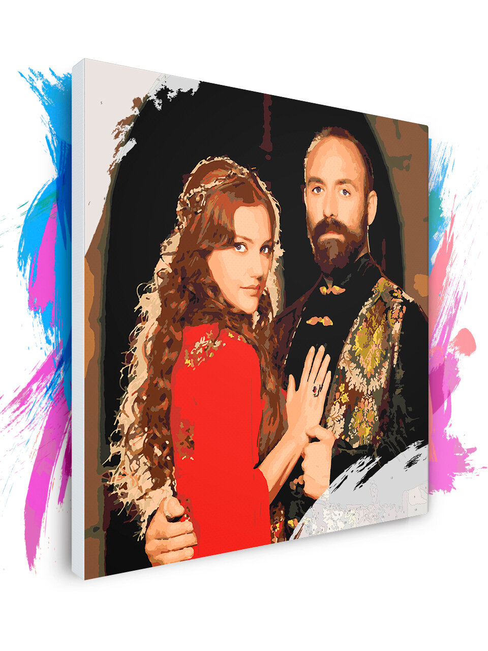 Картина по номерам на холсте Великолепный Век - Сулейман и Хюрем Султан, 60 х 60 см