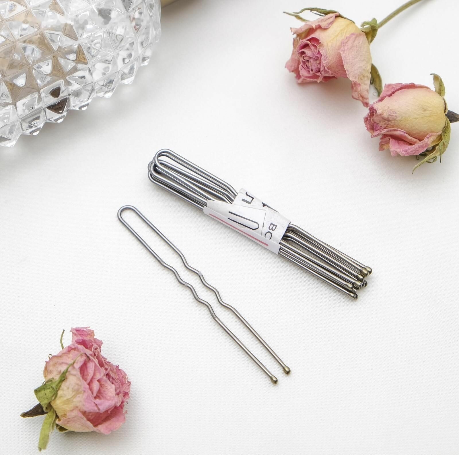 Шпильки для волос Классика (набор 10 шт) 6 см, белый