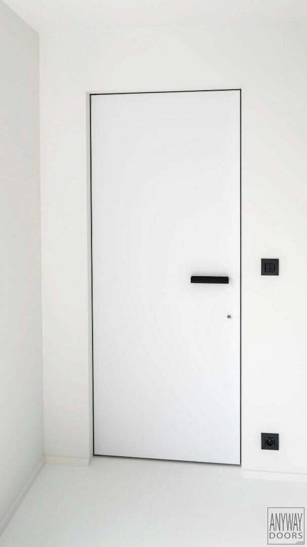 Скрытая дверь INVISIBLE под покраску 700х2000 черн. алюм, в комплекте: полотно, коробка, петли AGB, магн. Замок.