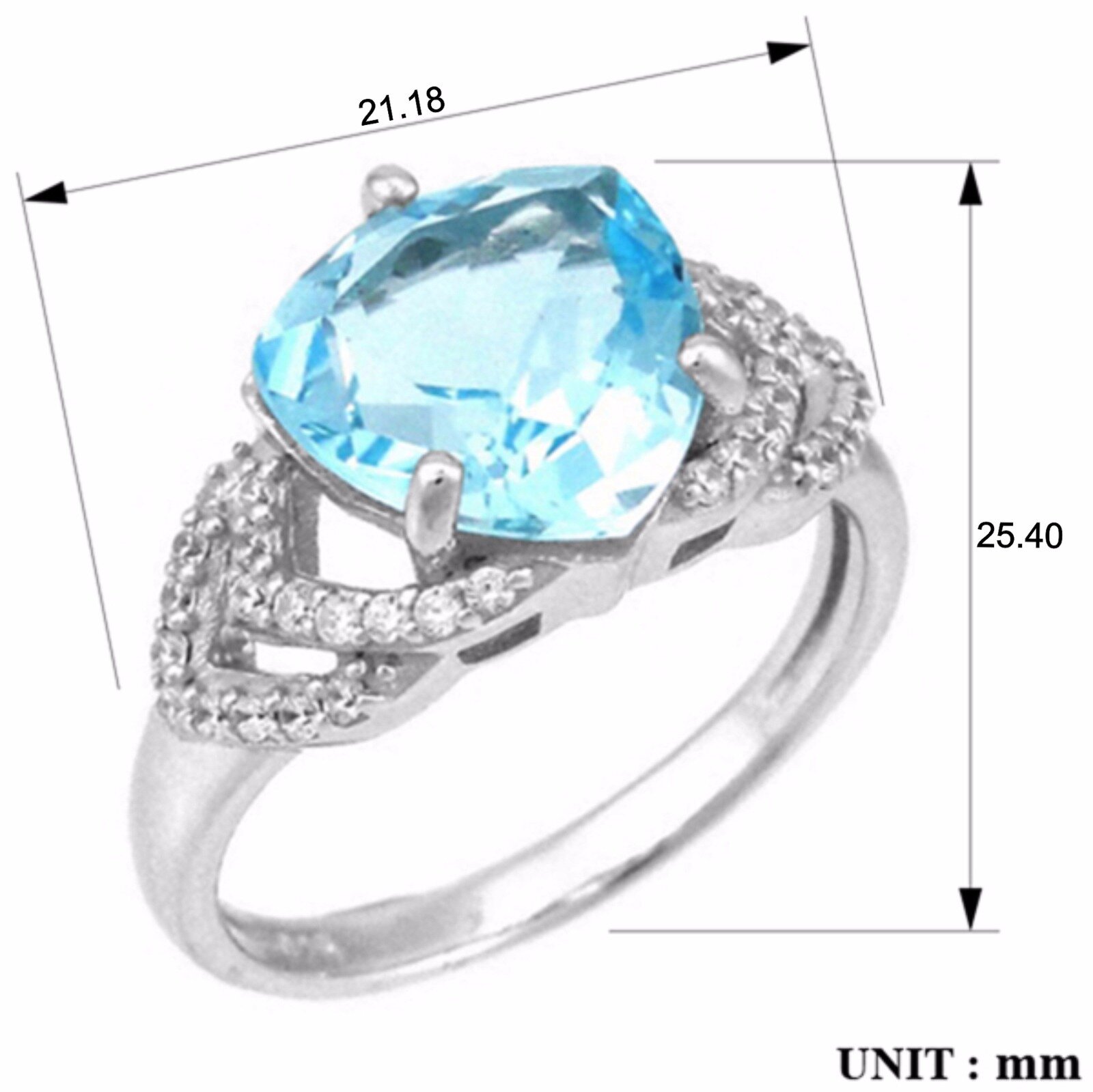 Кольцо тонкое, серебро, 925 проба, родирование, топаз