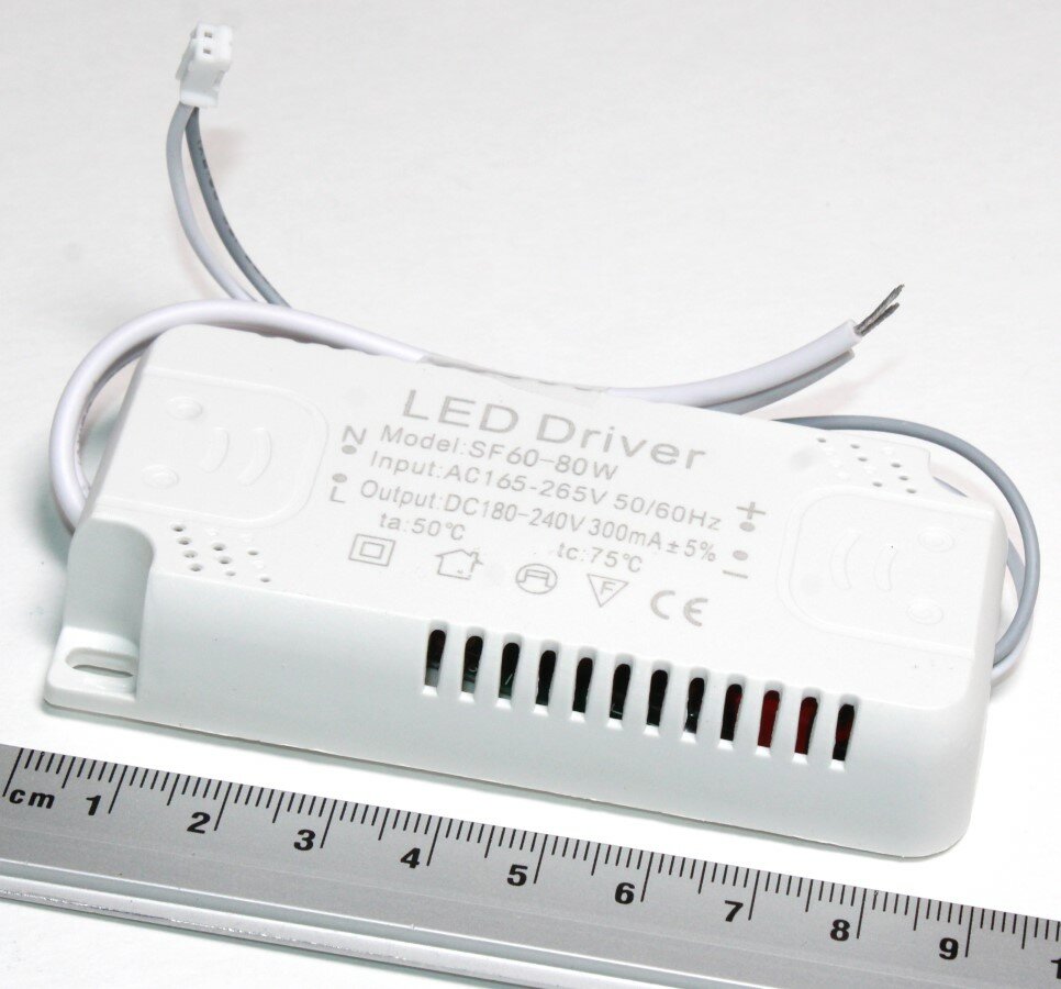 180-240VDC, 300mA, вх.200-240VAC, 72W, I80W-SoftLight (для потолочных "таблеток"), Драйвер тока, 88х40х20мм