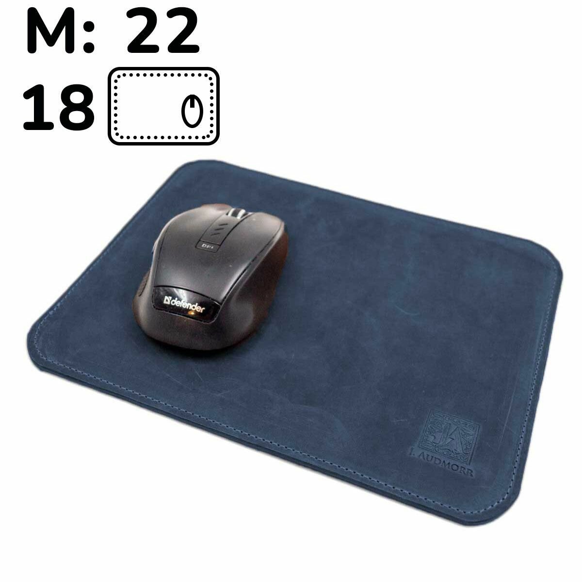 Коврик 18 х 22 см для мышки из натуральной кожи Audmorr J, NewPad M Cobalt