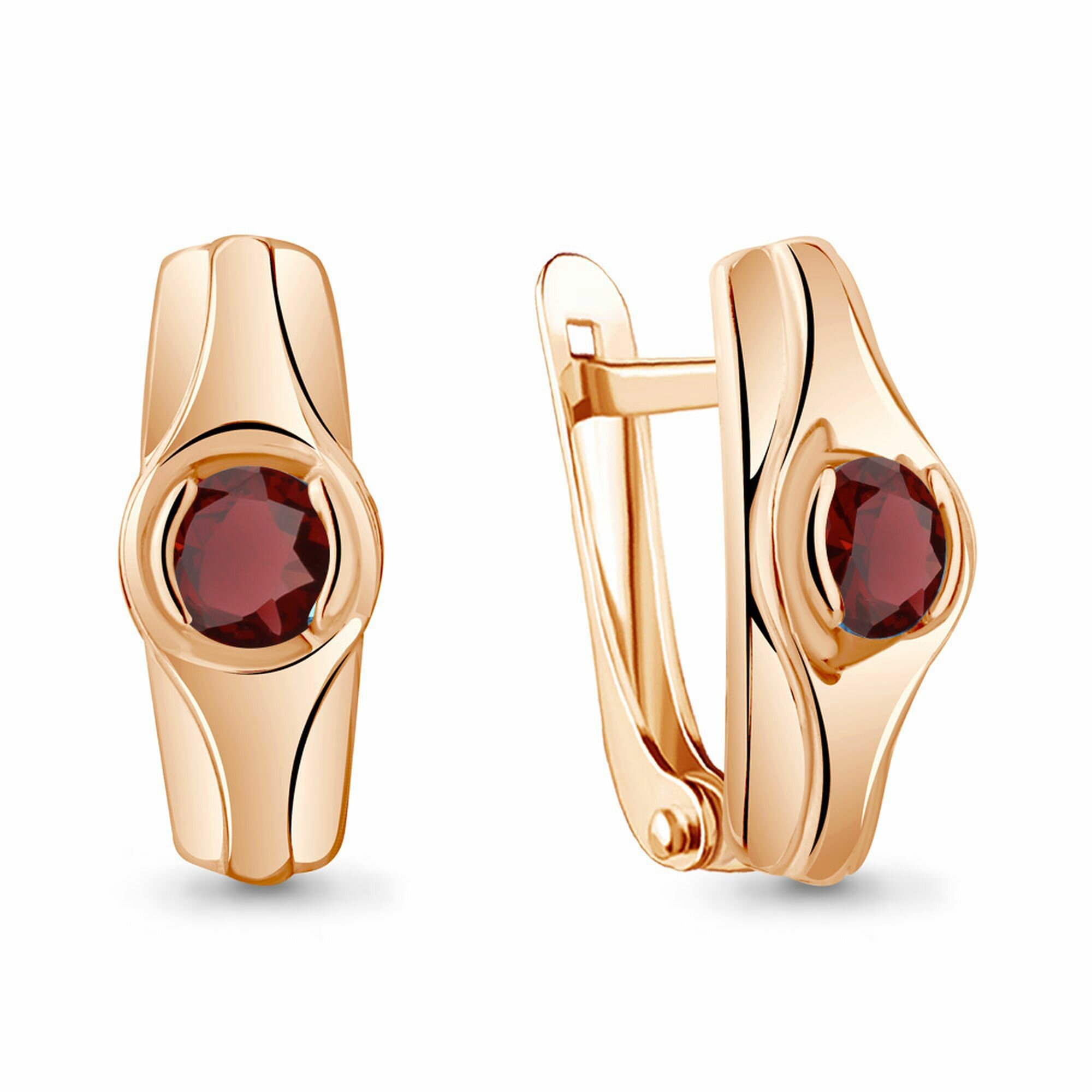 Серьги, серебро, 925 проба, золочение, гранат