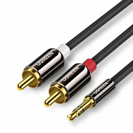 Аудиокабель Ugreen RCA, 2 штекера, 3,5 мм, разъем AUX, плетеный разделитель для домашнего кинотеатра