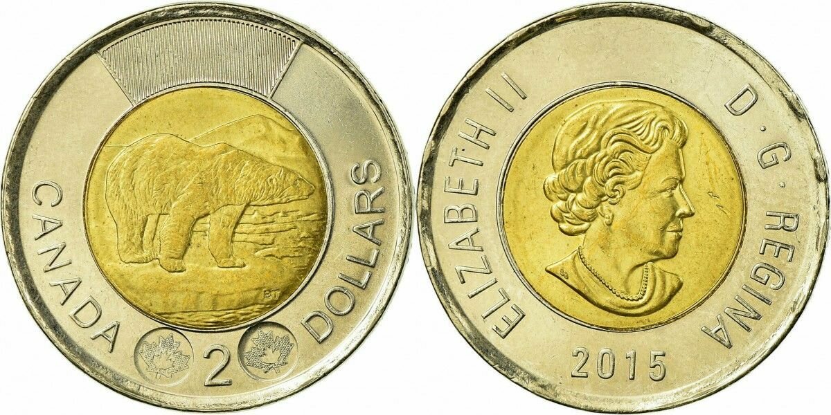 Канада 2 доллара, 2012-2022 Белый медведь UNC