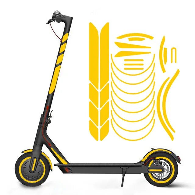 Светоотражающие наклейки для скутера Xiaomi M365 Желтый, yellow body stickers